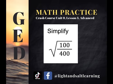 GED Math: Square Root of a Fraction (0.3, Adv, #26)