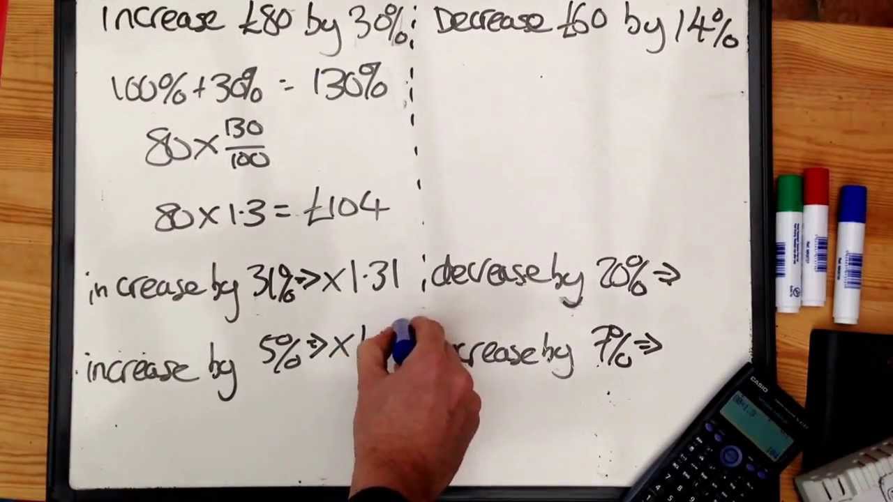 Tudor Hall Maths Number percentage increase and decrease