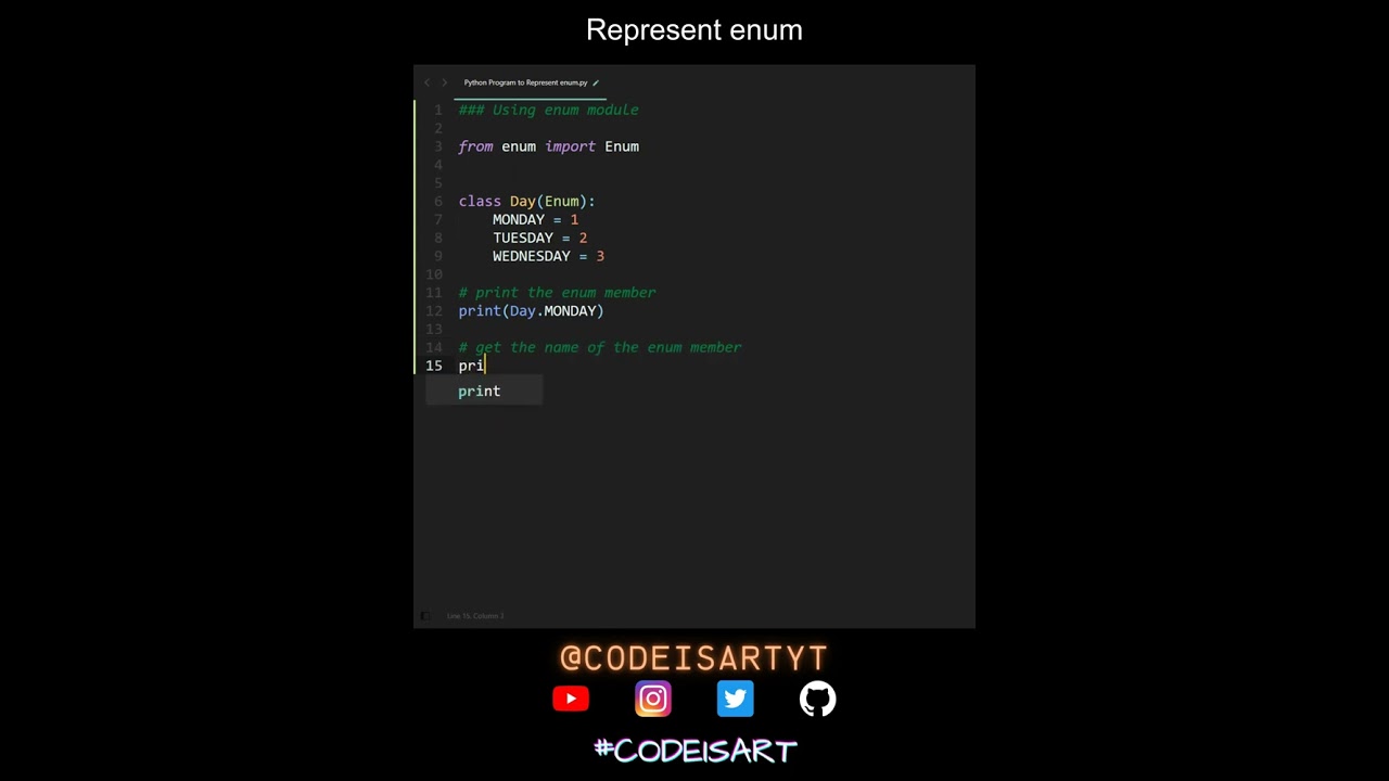 Represent enum in Python | Python Examples | Python Coding Tutorial | Python Coding Interview