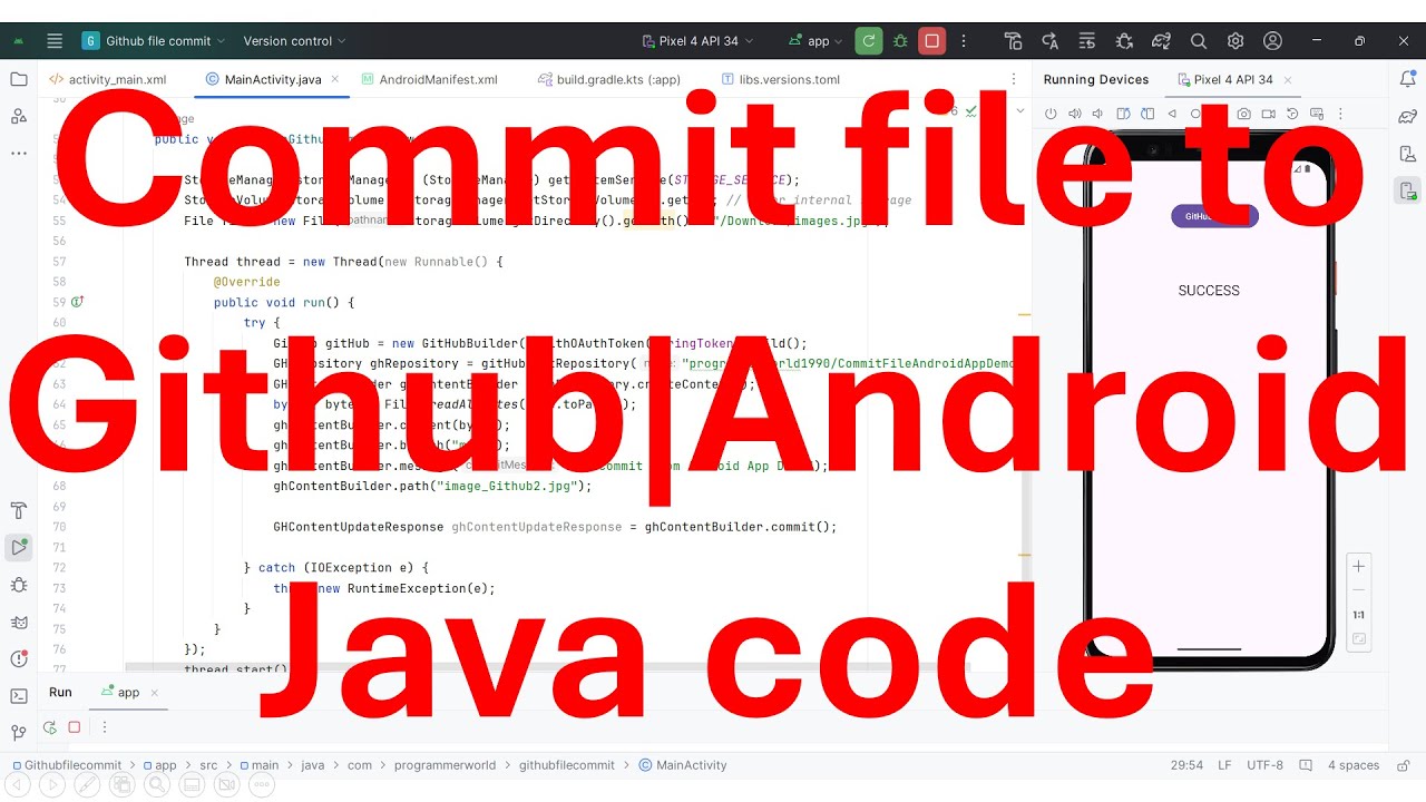 How to commit a file to GitHub programmatically from your Android app java code?