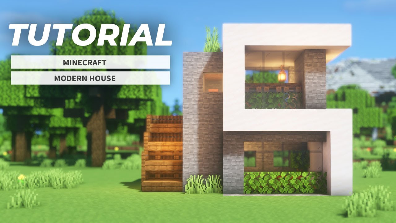 Minecraft Small Modern House Tutorial🏠 簡単!石で作る小さなモダンハウスの作り方現代建築 Minecraft Builders