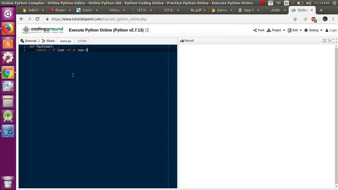 python factorial program in one line of code