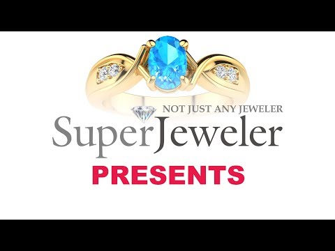 December Birthstone, Blue Topaz and Four Diamond Ring JWL44596