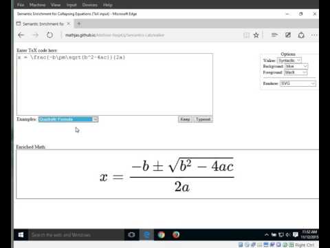 MathJax a11y tool demo -- WindowEyes with Microsoft Edge on Windows 10