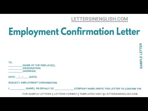 Employment Confirmation Letter - Sample Letter to Confirm Employment