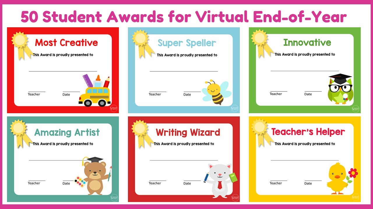 Editable Student Awards