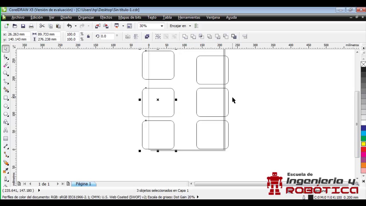 Curso Diseño Mecánico de robots en Corel Draw # 3 - Duplicar y alinear