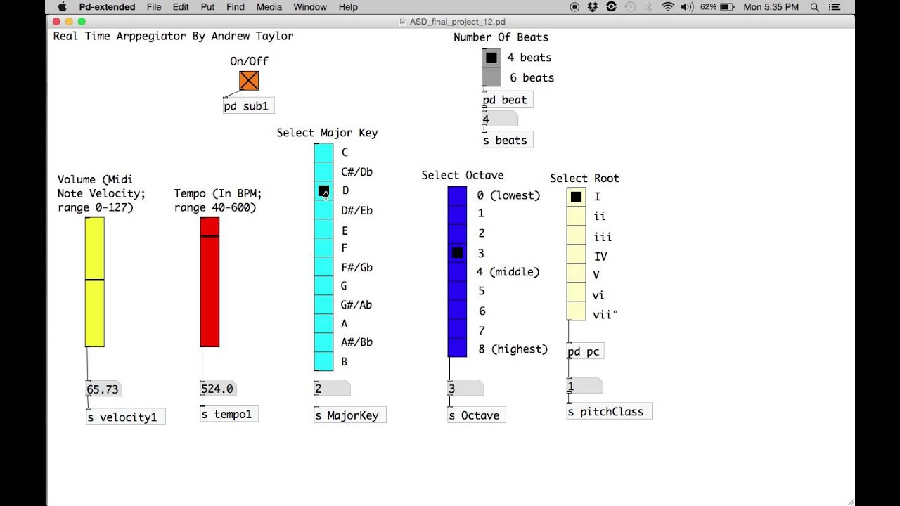 Real-Time Arpeggiator in Pd