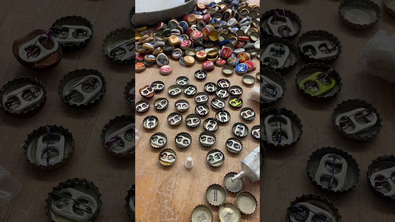 Making pins from bottle caps #art #diy #reuse #tutorial