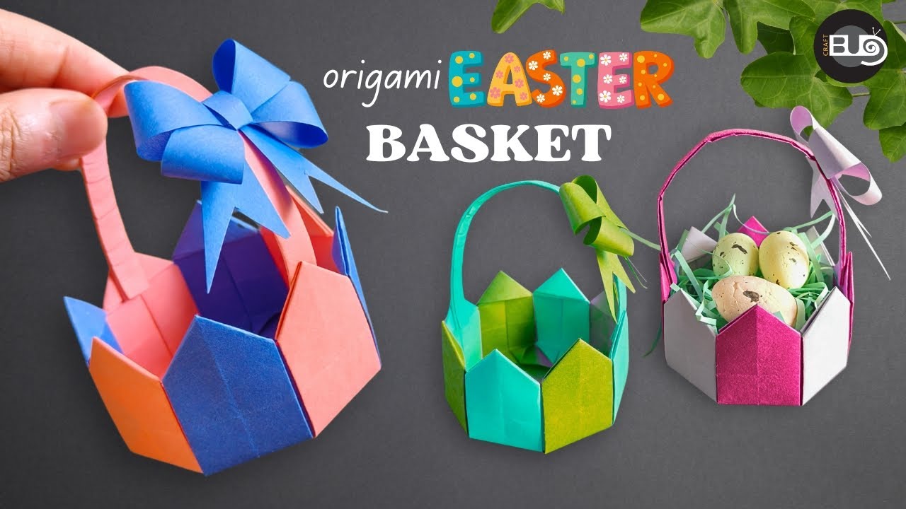 Easy Mini Origami Easter Egg Basket DIY🧺Cute Paper Craft for Beginners | Easter Day Craft Tutorial |