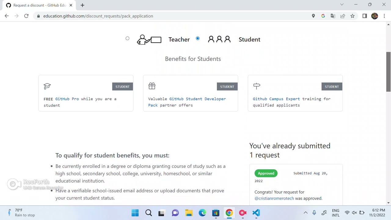 How to get Git-hub pro with your email from university