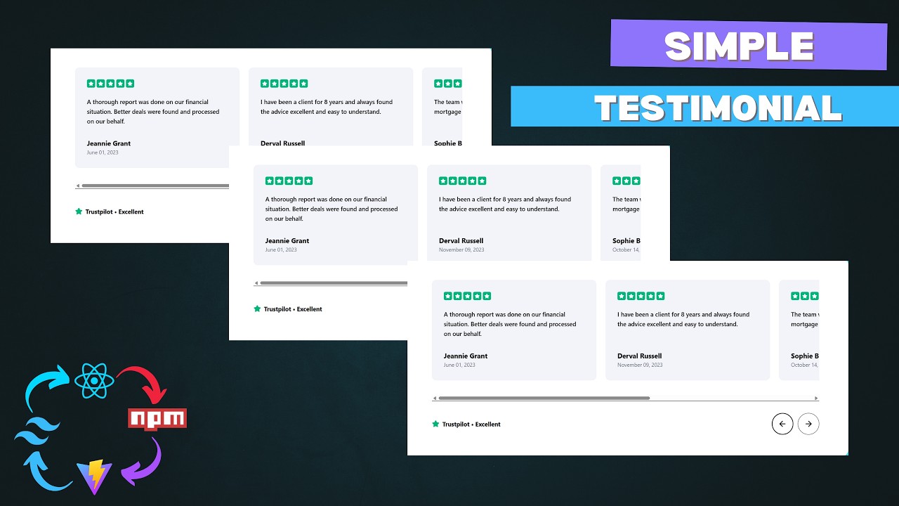 Responsive Trust Policy & Testimonials Section – React & Tailwind CSS