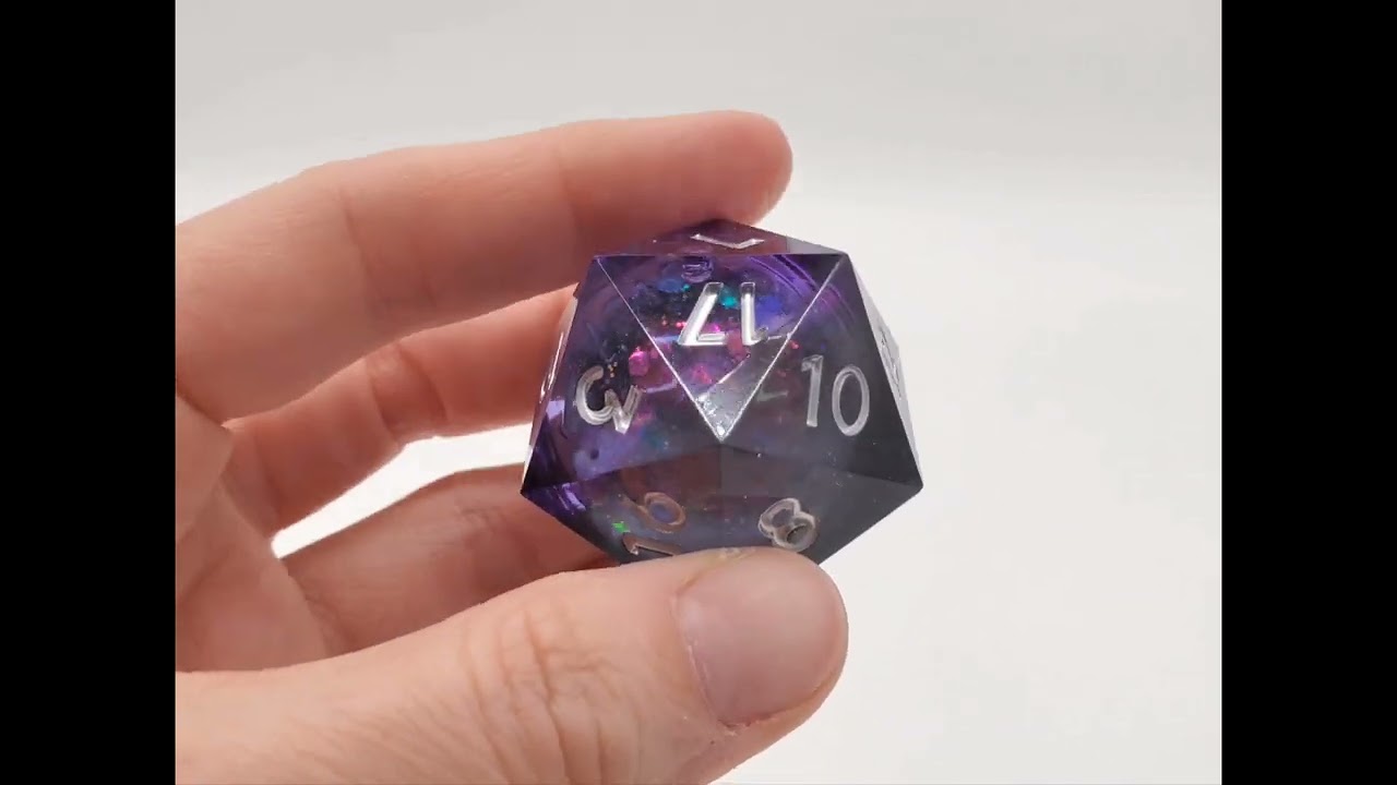 Old School Sharp Edged Dark Cosmos Fury Liquid Infused D20 Die