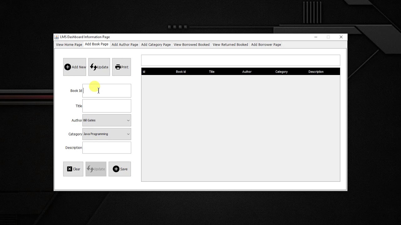 How to create a library management system using java swing
