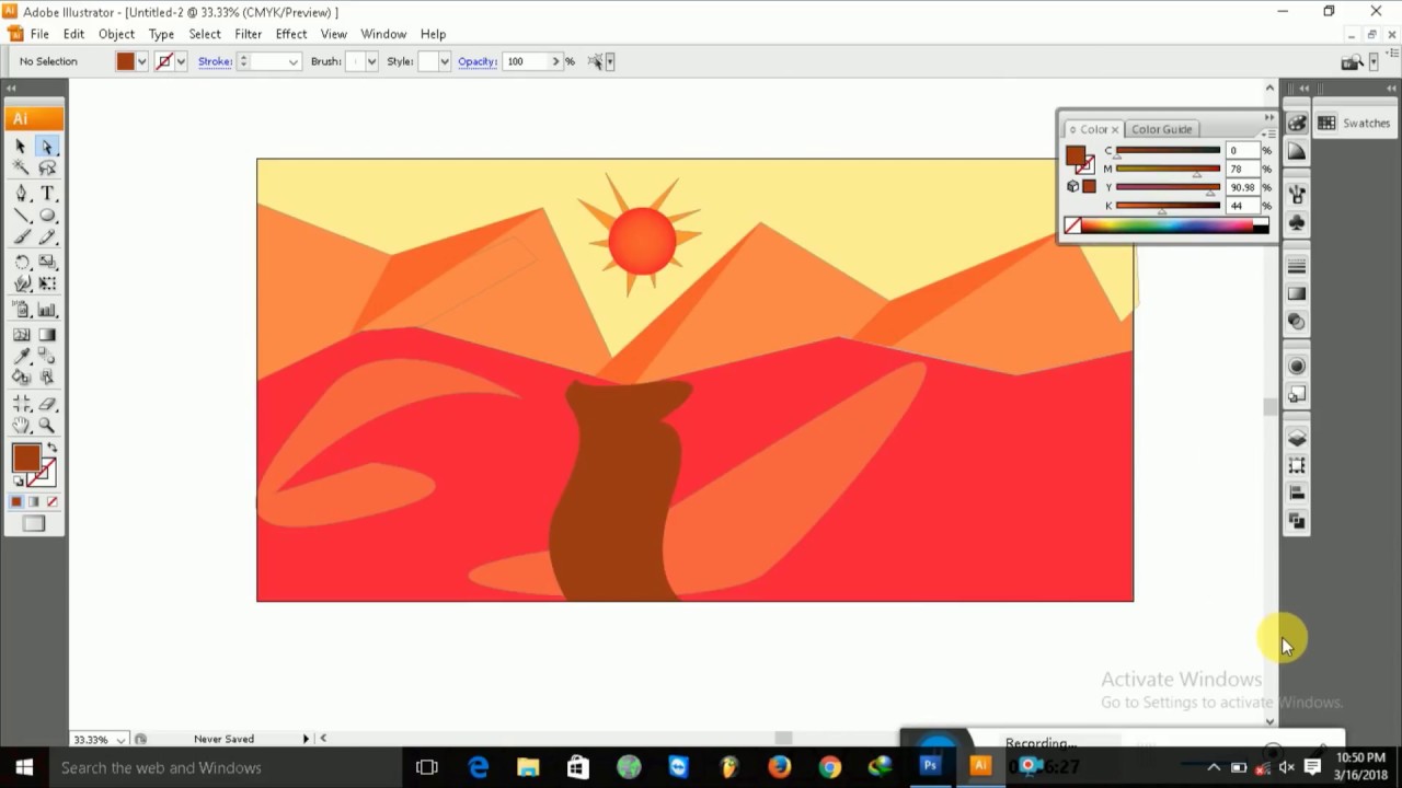 How to create SUNSET in vector | Adobe Illustrator | Flat Design Illustration Illustrator
