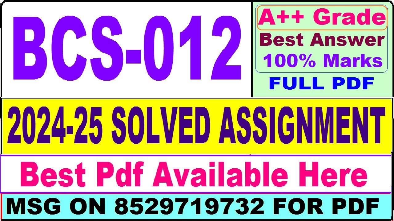 BCS 012 solved assignment 2024-25 || bcs 012 solved assignment 2025 in English || ignou bcs12 2025