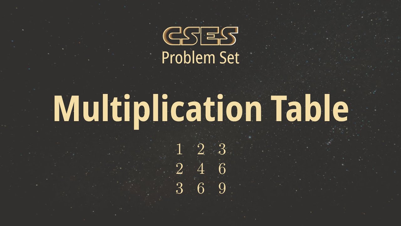 CSES Problem Set - Multiplication Table - Video Tutorial