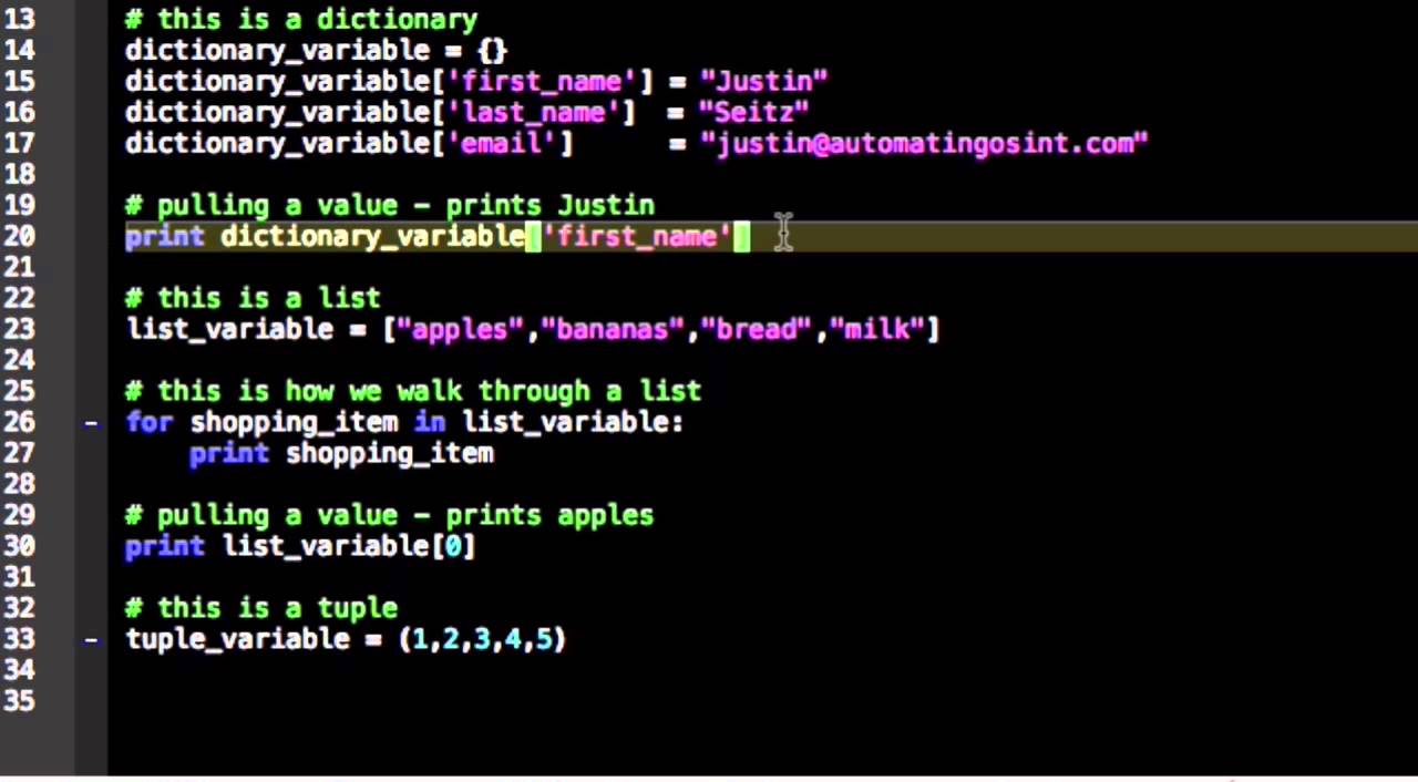 Python for Automating OSINT #2 - Data Structures