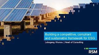 Building a competitive, compliant and sustainable framework for ESG