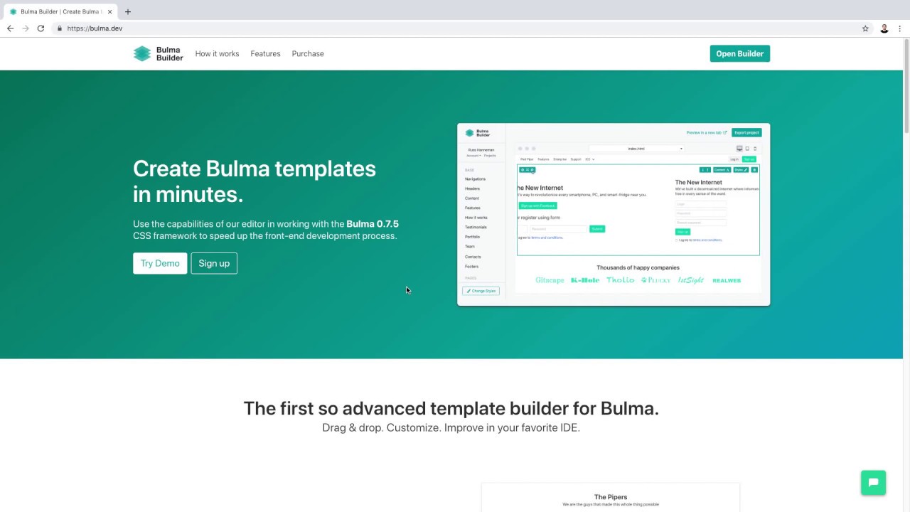 Create Bulma templates in minutes: https://bulma.dev