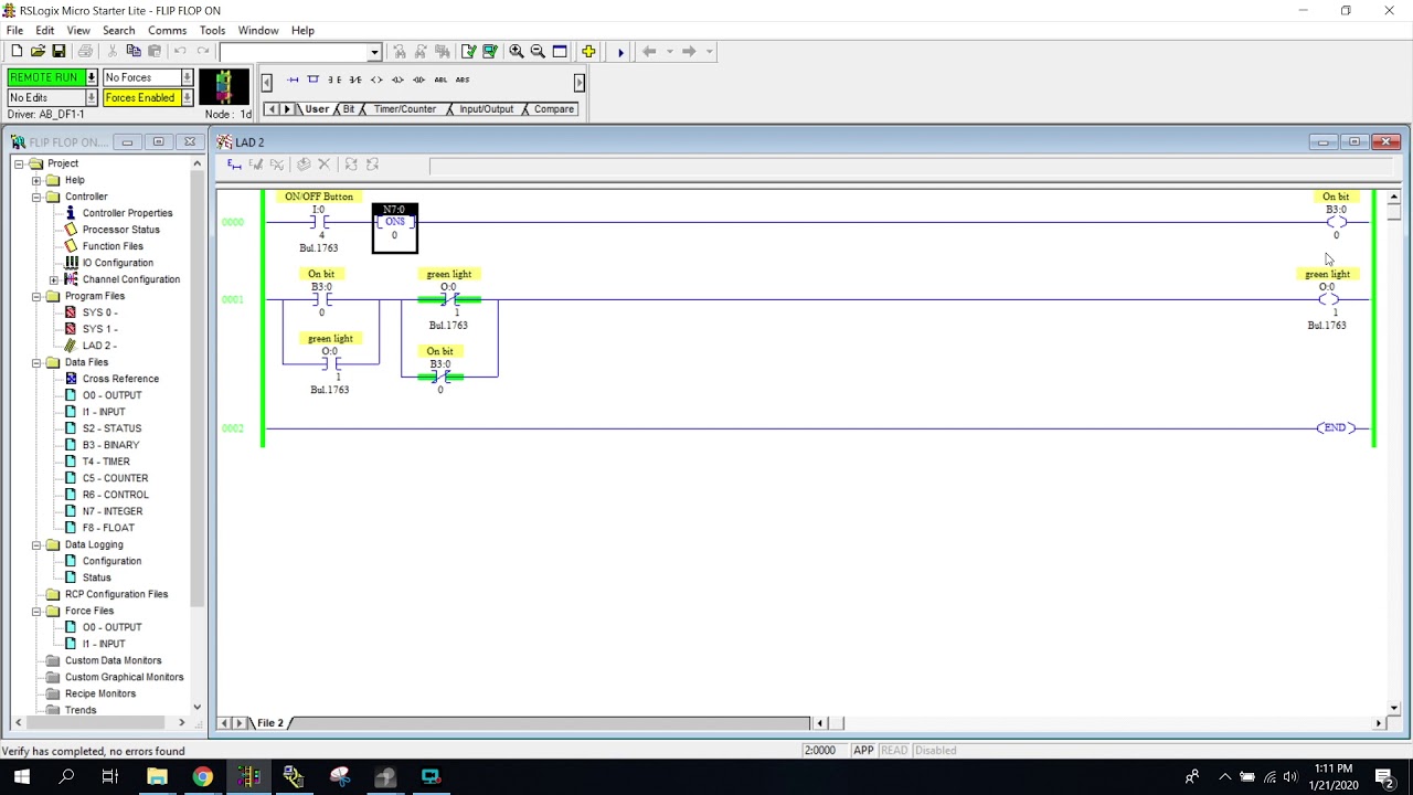 Allen Bradley PLC - One Button On/Off Logic