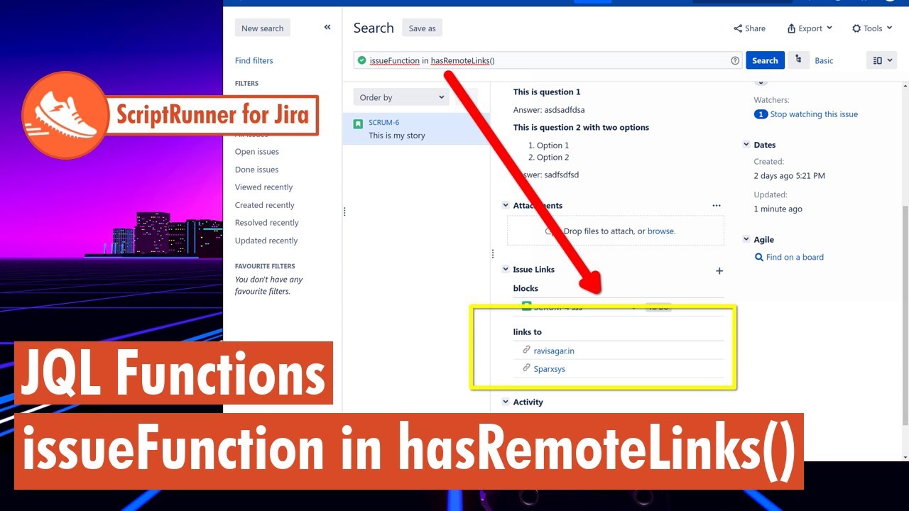 ScriptRunner for Jira - Search issues with remote links