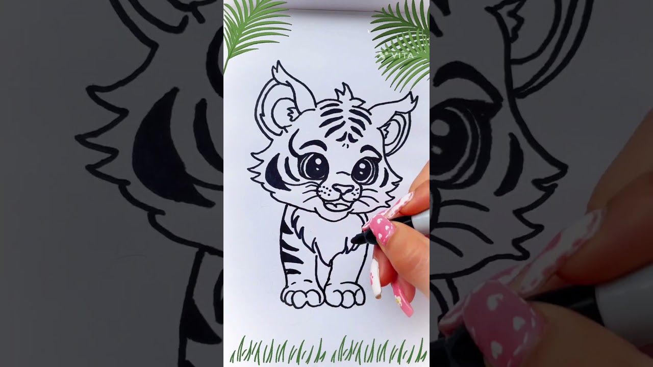 Dibuja y colorea a UN TIGRE BEBÉ 🐯 #dibujosparaniños #colorearparaniños #howtodraweasy #colorear