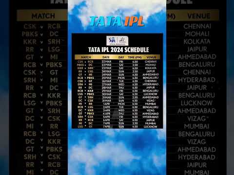 TATA IPL 2024 Schedule Time Table #ipl #2024 #cricket #cricketlover