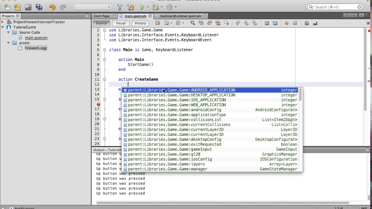 Quorum Game Development #14 - Handling Keyboard Input With Event Handling
