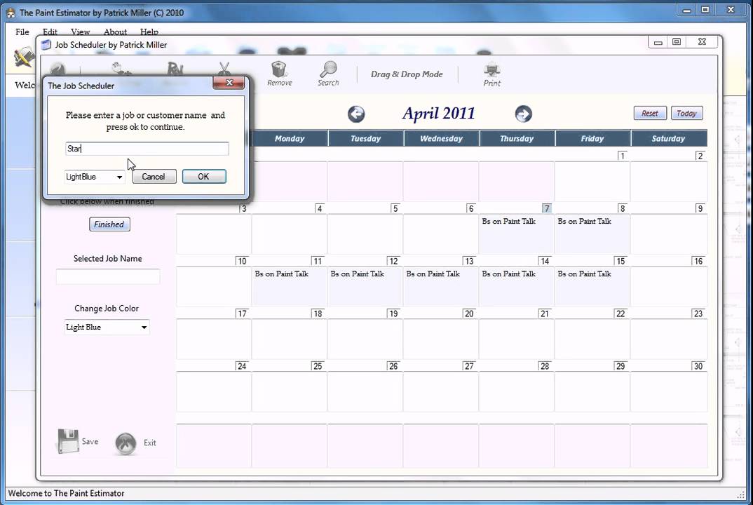 Estimating software for paint contractors - using the scheduler