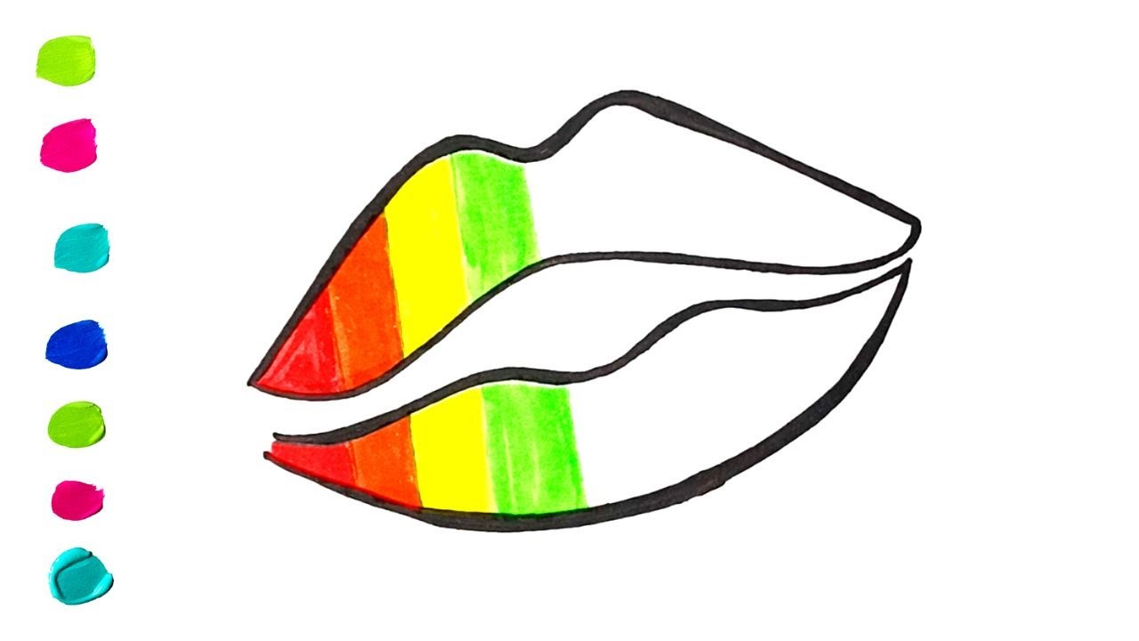 How to draw Rainbow lips (simplest way)
