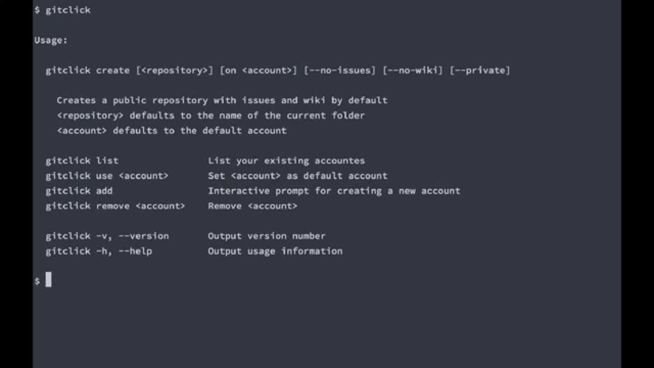 gitclick: Create Remote Git Repositories from your Terminal