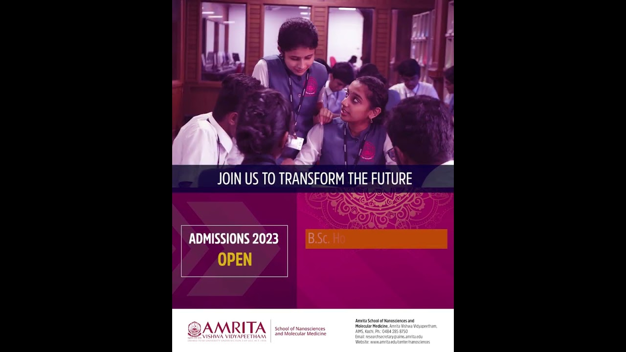 Admission 2023 Notification | Amrita School of Nanosciences and Molecular Medicine | ASNSMM