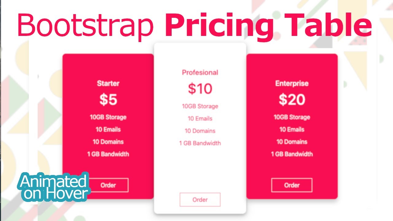 Bootstrap Tutorial: How To Create Pricing Table (Free Download Source Code)