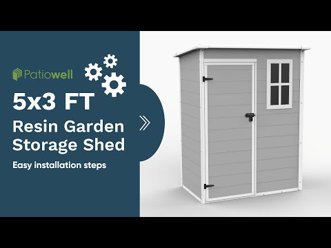 Patiowell Resin Outdoor Storage Shed - 5' x 3' FT Assembly