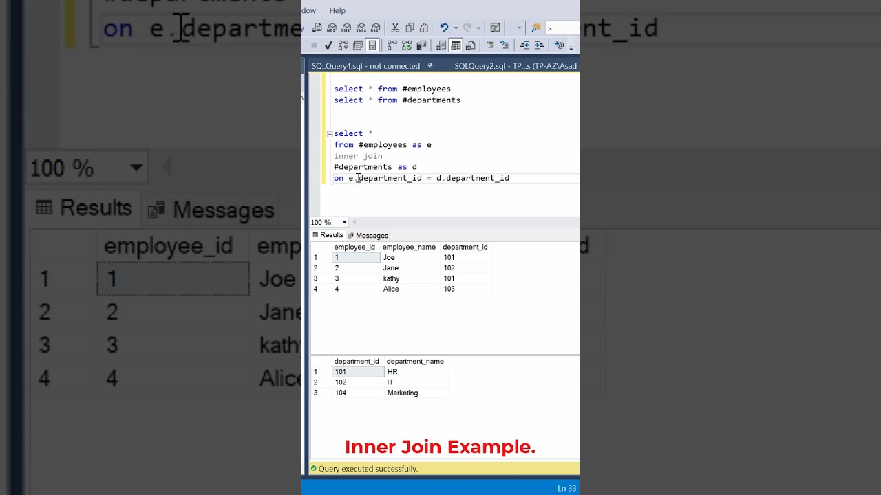 #SQL Inner Join Simple Example. #datascience #programming #coding #sqltutorial