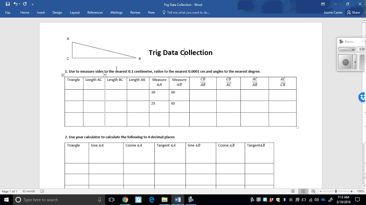 Trig Exploration with geogebra