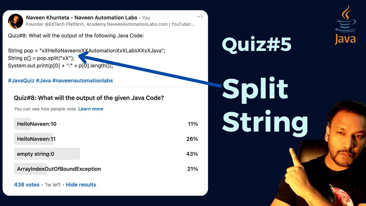 Quiz #5 - Split String in Java || Tricky Question