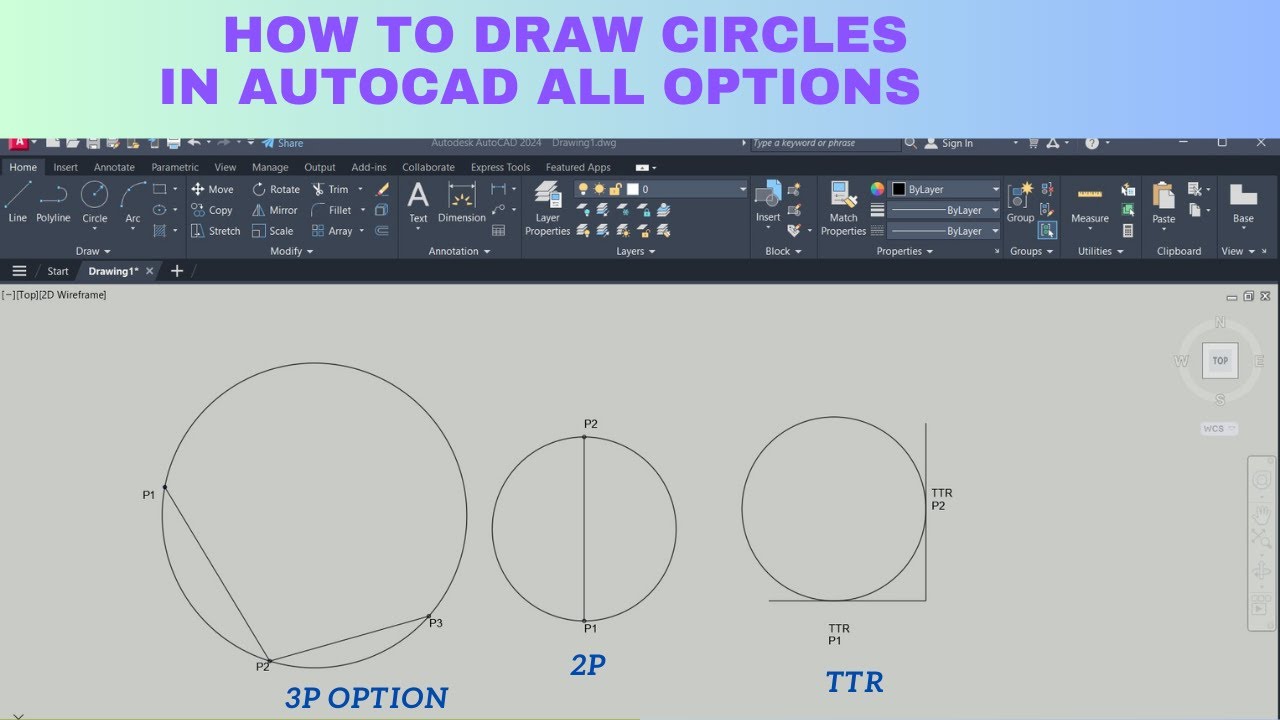 Autocad circle command | Circle command - AutoCAD 2024