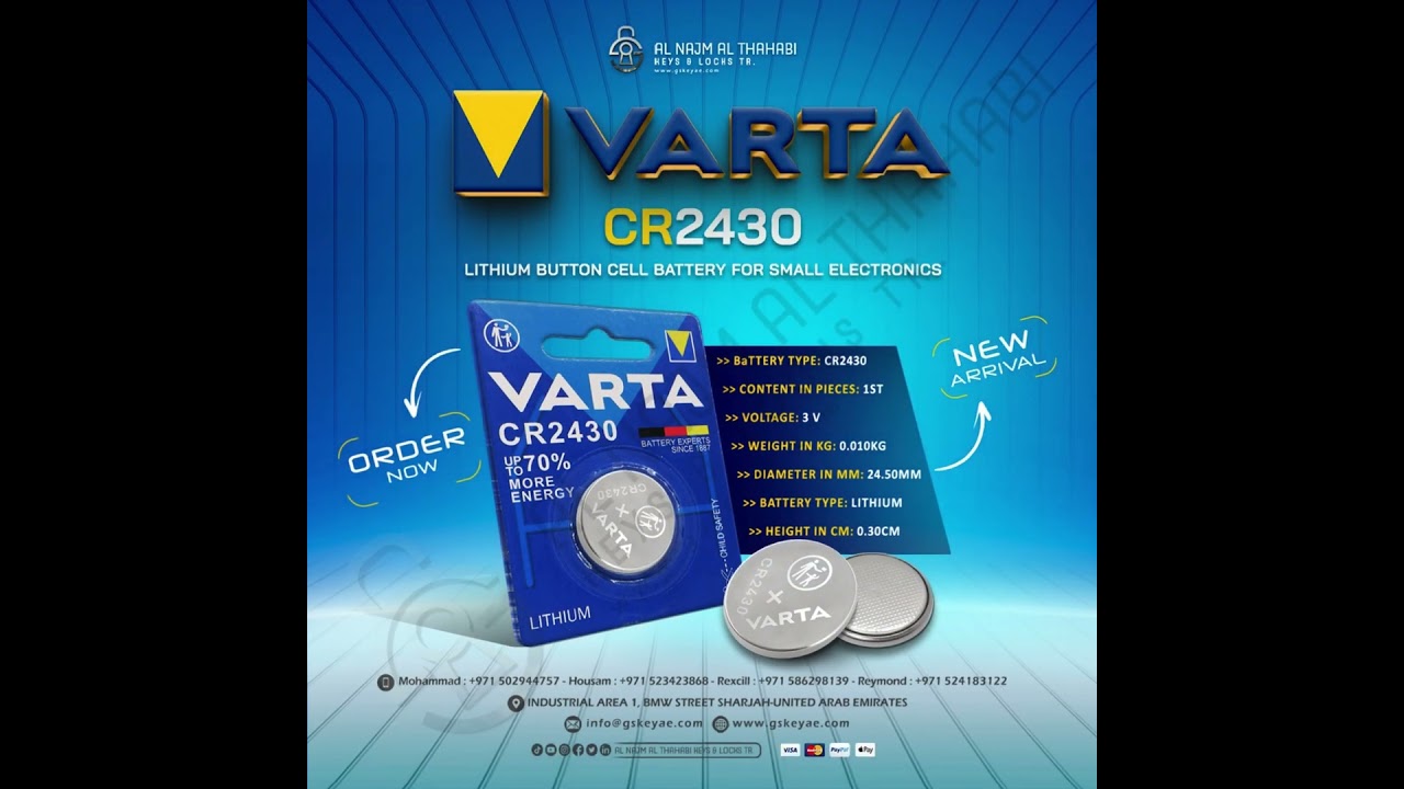 VARTA CR2430 Lithium Button Cell Battery for Small Electronics.