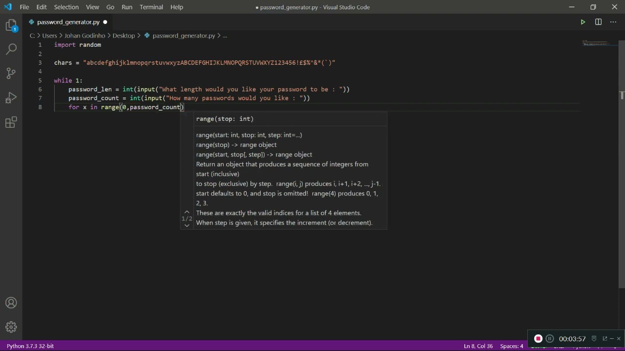 Python tutorial   How to create a random password generator using python for beginners 720p