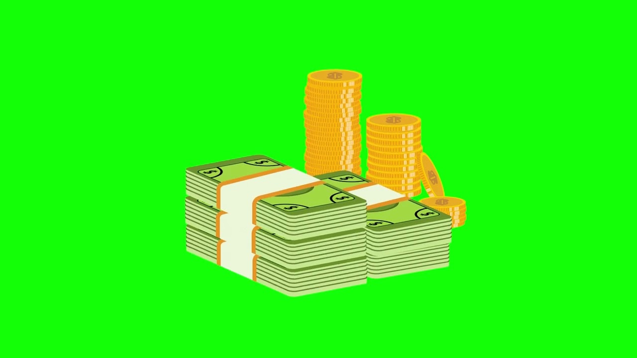 Money Dollars And Coin Icon Loop Animation With Alpha Channel Transparent Background Prores