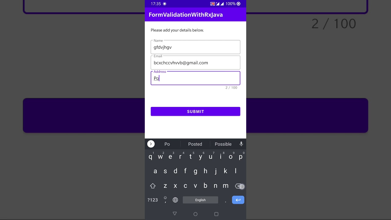 Android form validation with RxJava