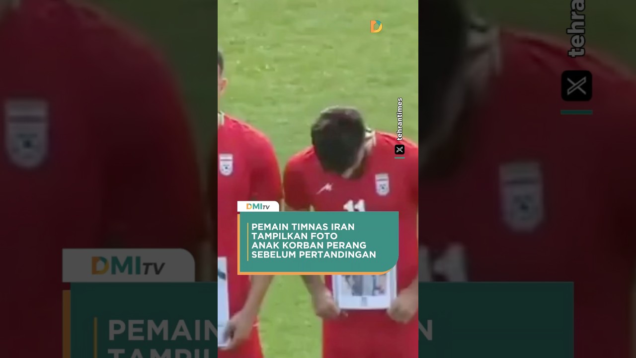 Iranian National Team Players Display Photos of Child War Victims Before Match