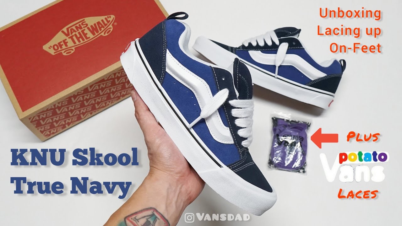 KNU Skool True Navy - Unboxing, Lacing up, On-feet Video