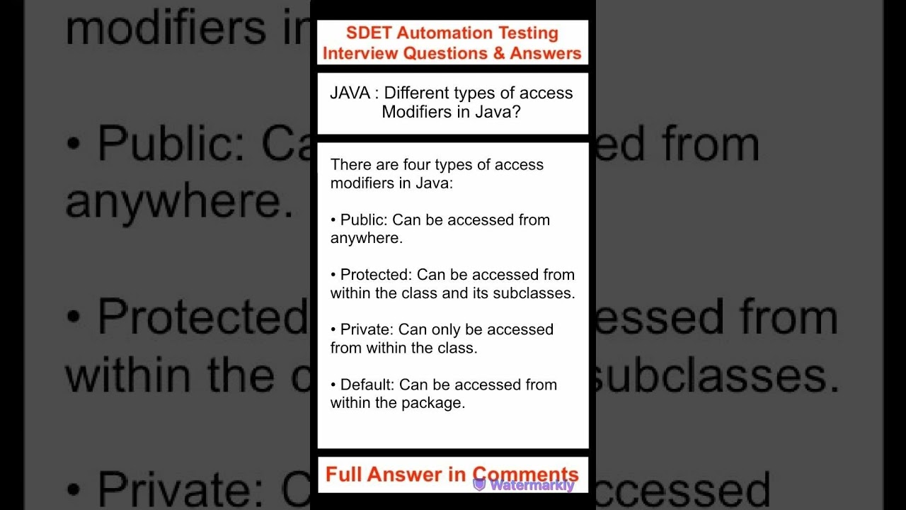 JAVA : What are the different types of access modifiers in Java?