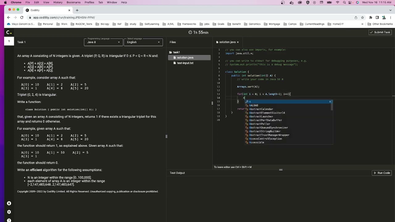 Codility Training Lesson 6 - Triangle