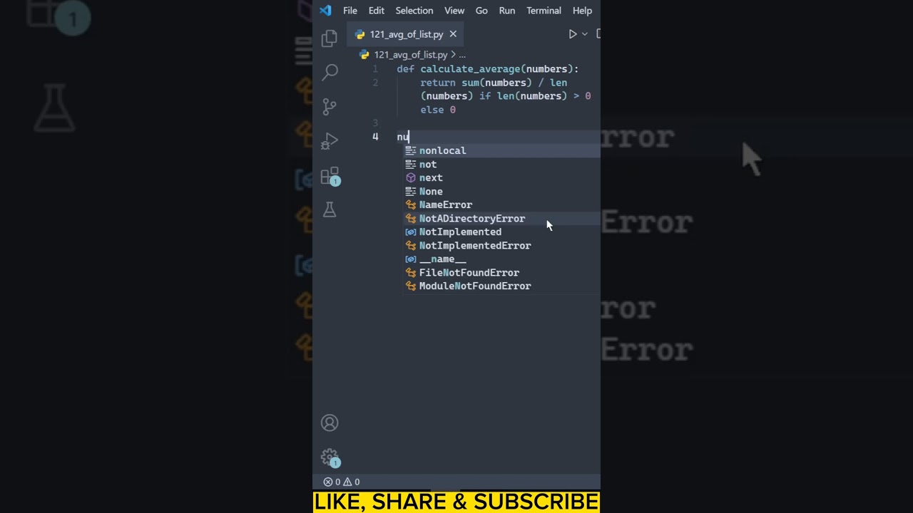 find the average of a list #python #shorts #shortvideo #programming