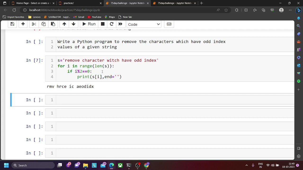 Write a Python program to remove the characters which have odd index values of a given string