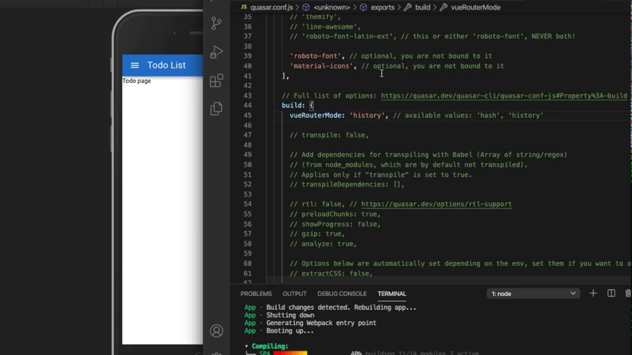 Remove hash # from URL in Quasar Vuejs
